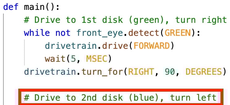 Vex Cs Unit 7 Decisions With Colors Lesson 2 Drive To The Next Disks